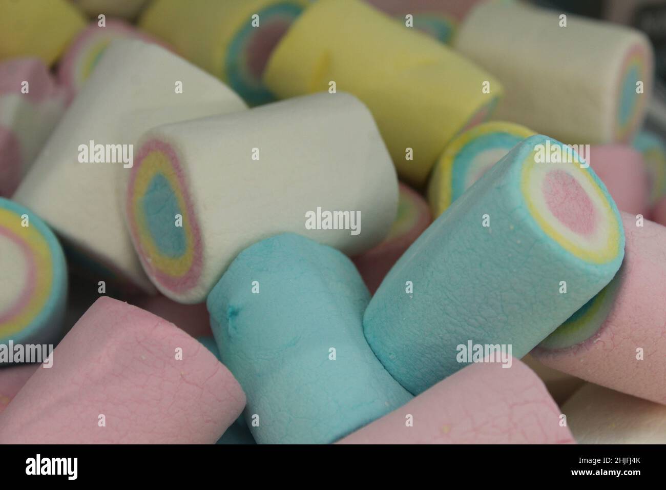 Marshmallow blue pink white close-up. background food. Day of sweets of ...