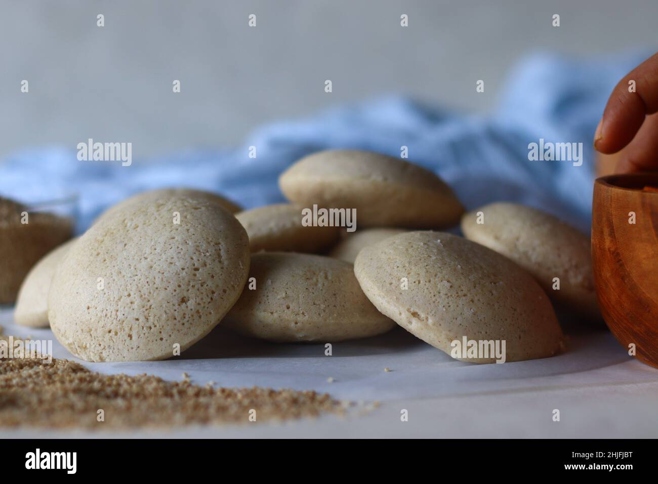 Steamed Little millet cakes or little millet idli. Made with a ...