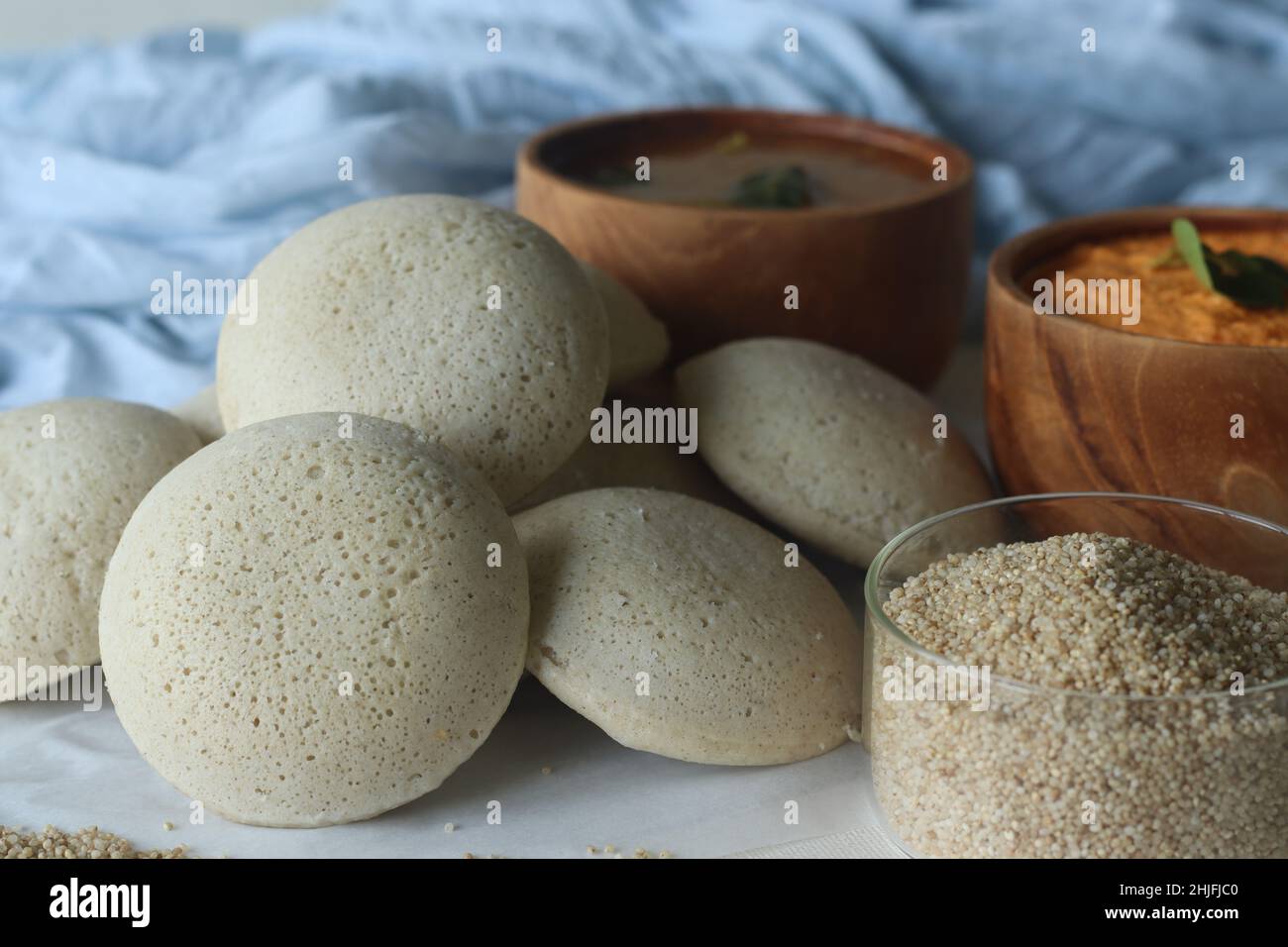 Steamed Little millet cakes or little millet idli. Made with a ...