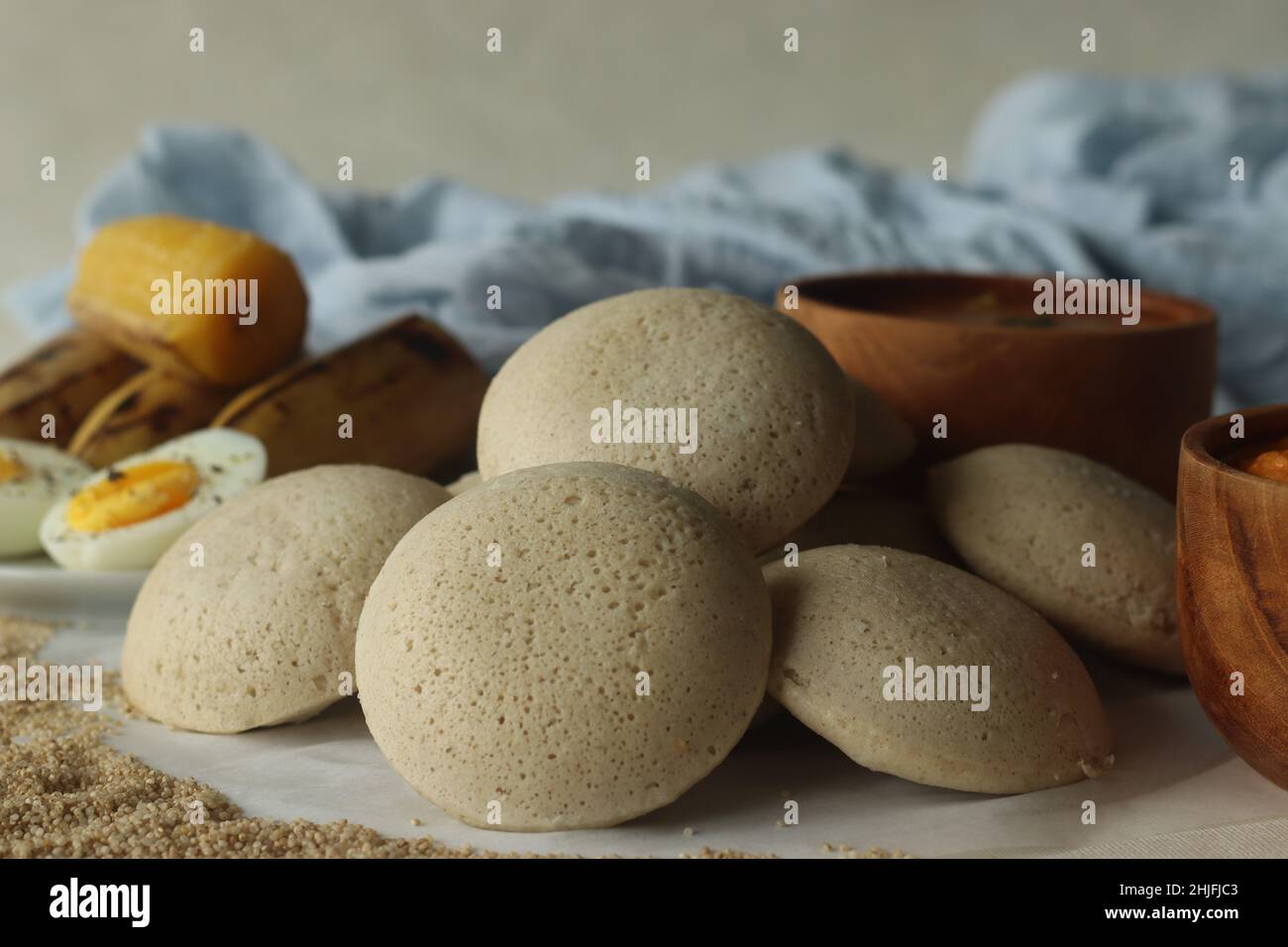 Steamed Little millet cakes or little millet idli. Made with a ...