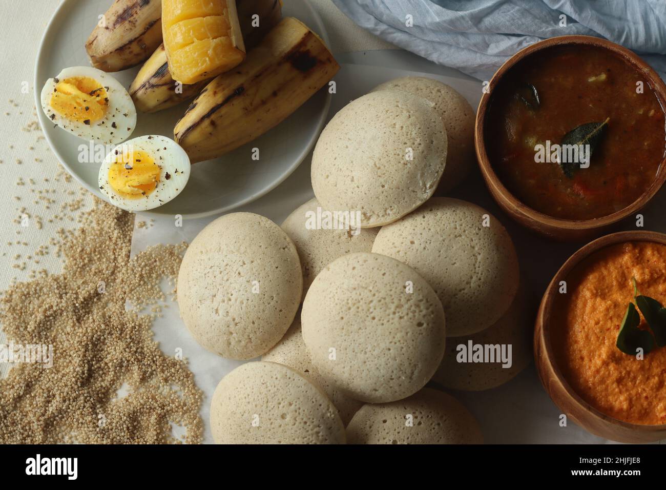Steamed Little millet cakes or little millet idli. Made with a ...