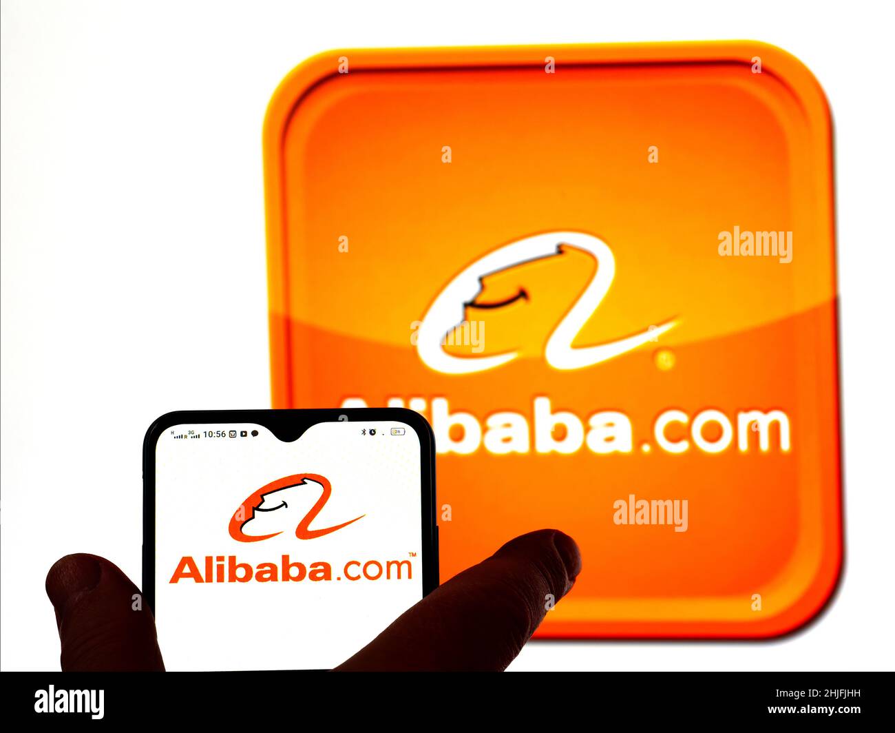 In this photo illustration, the Alibaba Group logo is seen displayed on ...