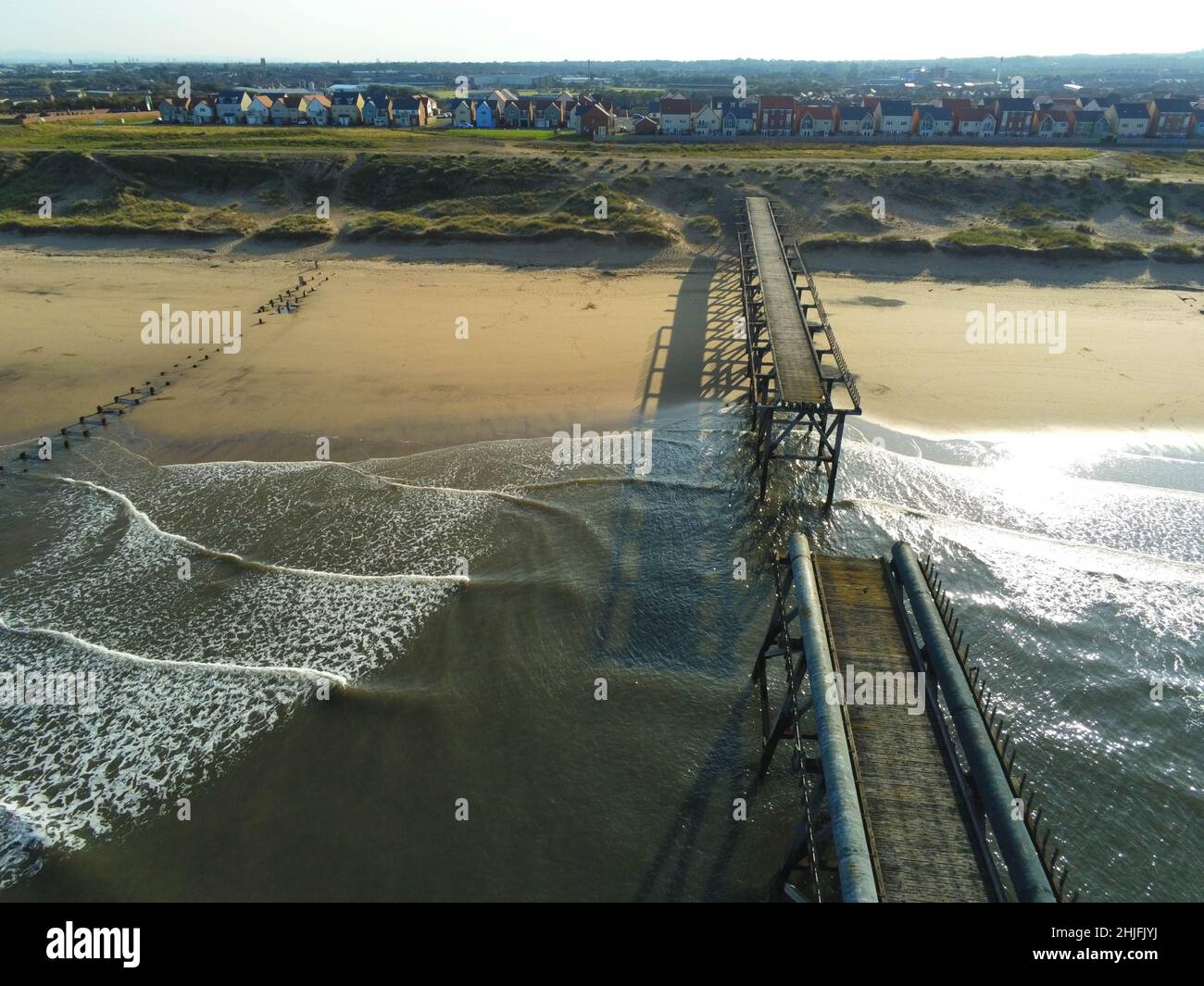 Aerial view of Steetley Pier from the end Stock Photo - Alamy