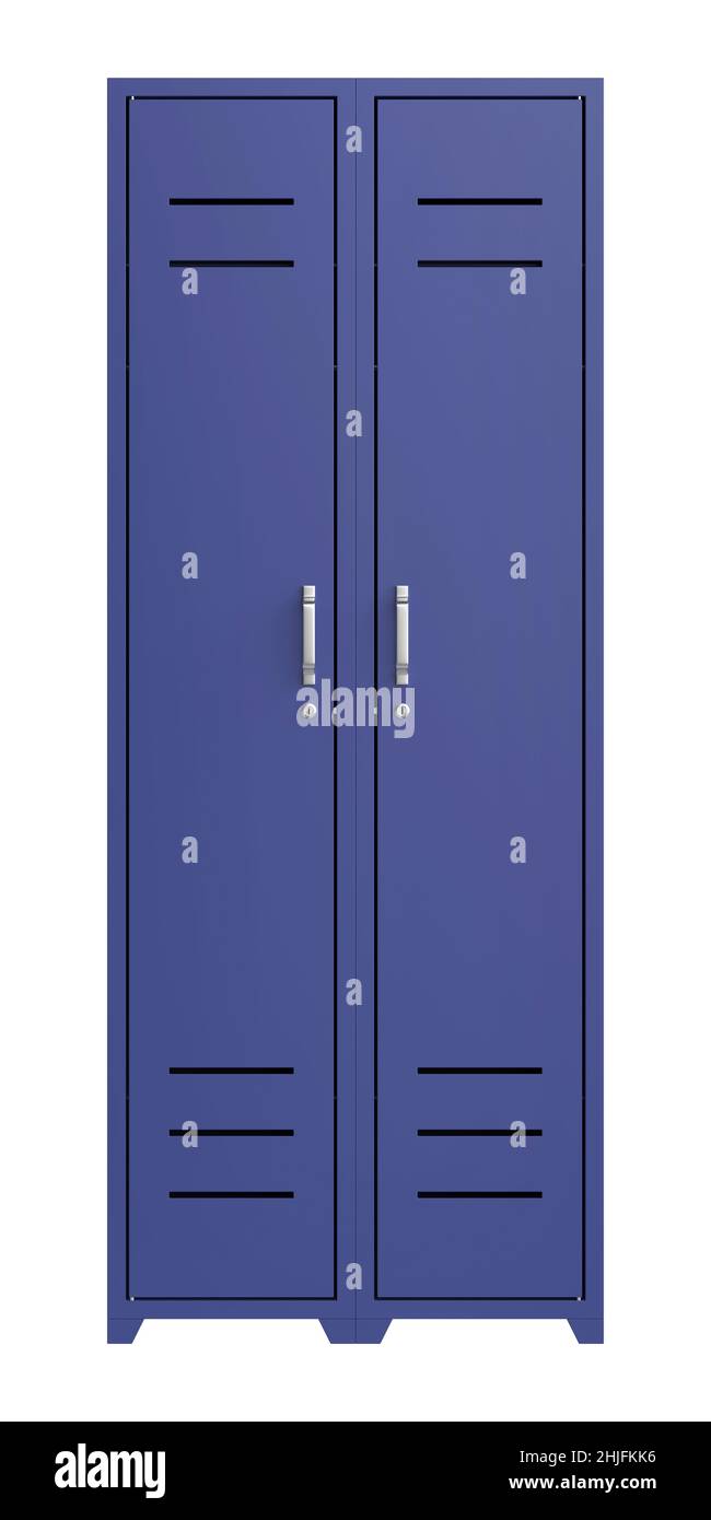 Blue metal lockers isolated on white background Stock Photo - Alamy