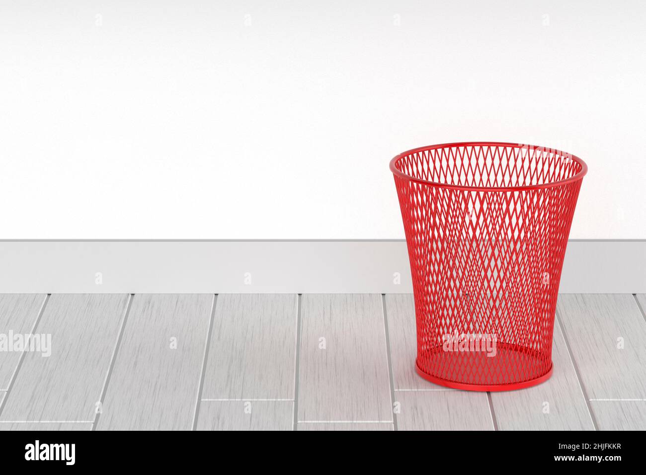 Empty red wastepaper basket in the office Stock Photo - Alamy