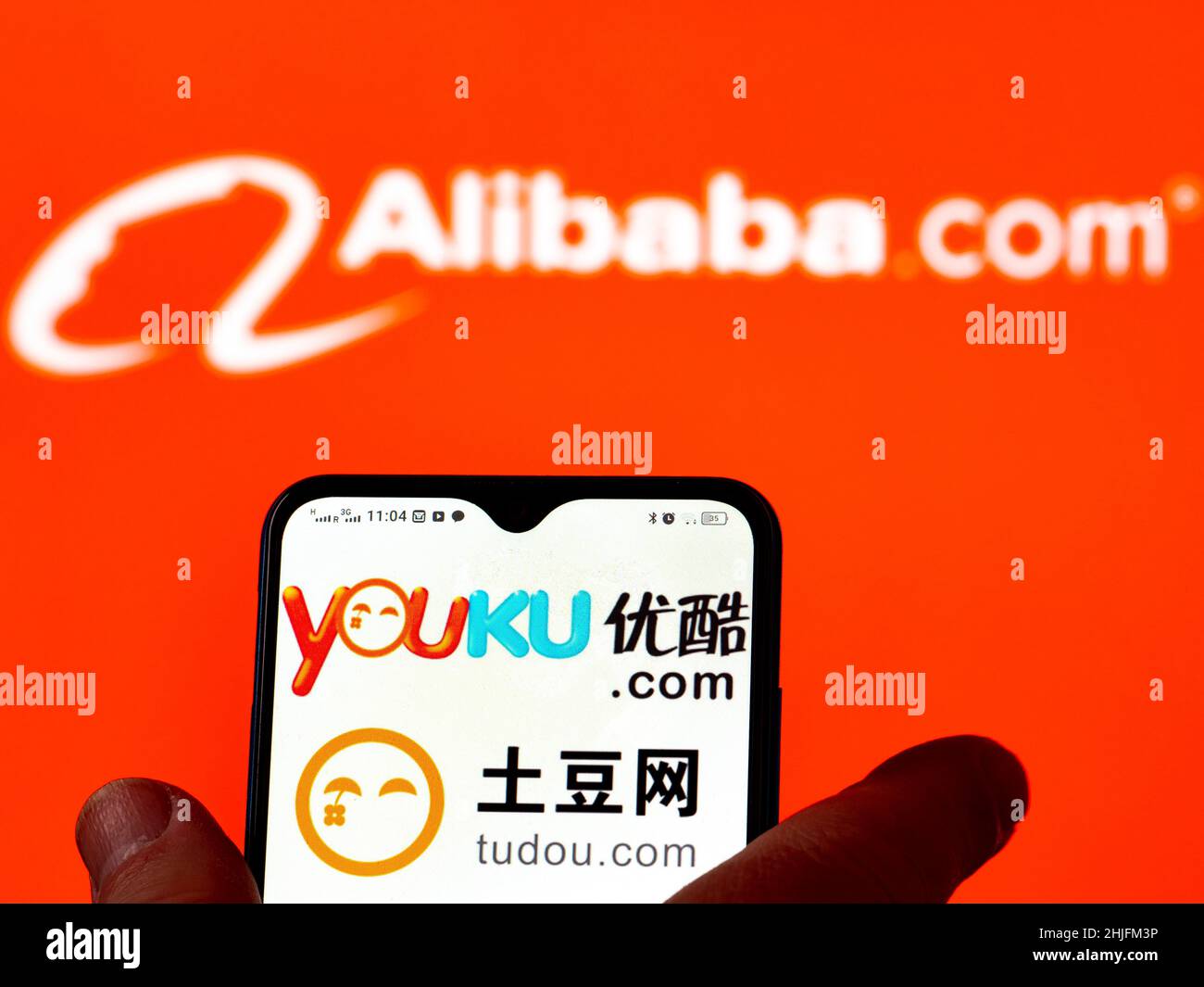 In this photo illustration, the Youku Tudou Inc. logo is seen displayed ...