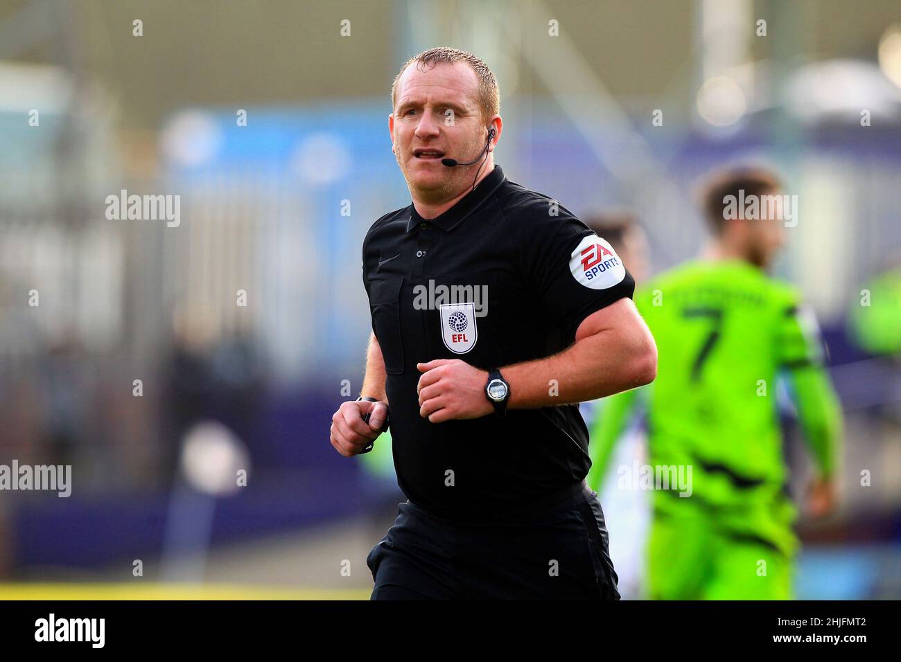 Birkenhead, UK. 29th Jan, 2022. Referee Lee Swabey during the Sky Bet ...