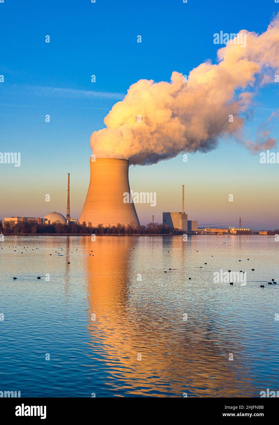 Nuclear power plant Isar 2, Ohu, near Landshut, Bavaria, Germany ...