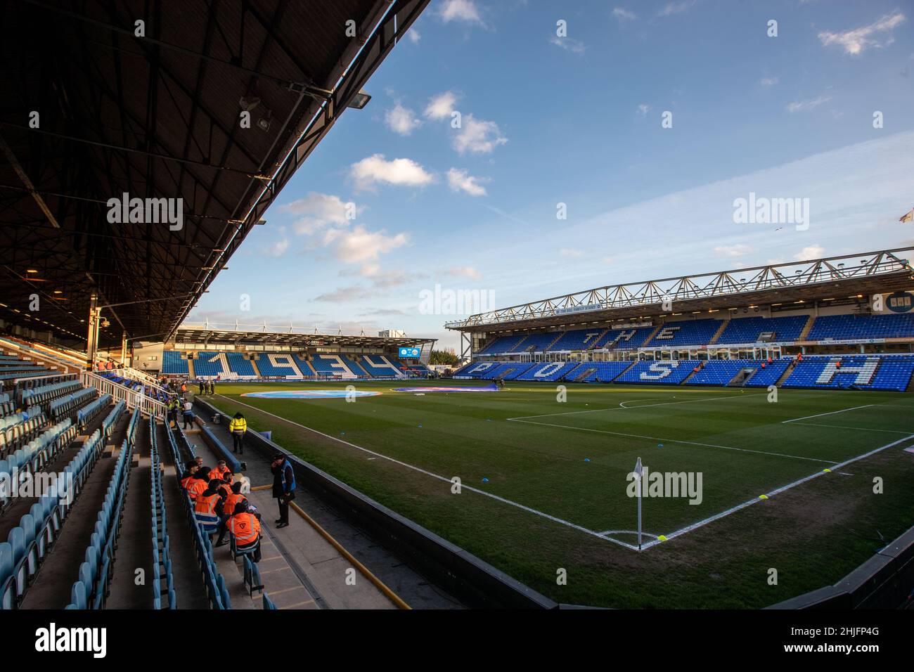 General view inside The Weston Homes Stadium ahead of today's game ...