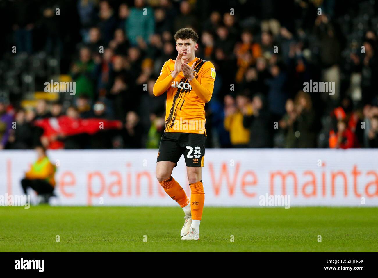 Callum Jones #28 of Hull City applauds fans after the game Stock Photo ...