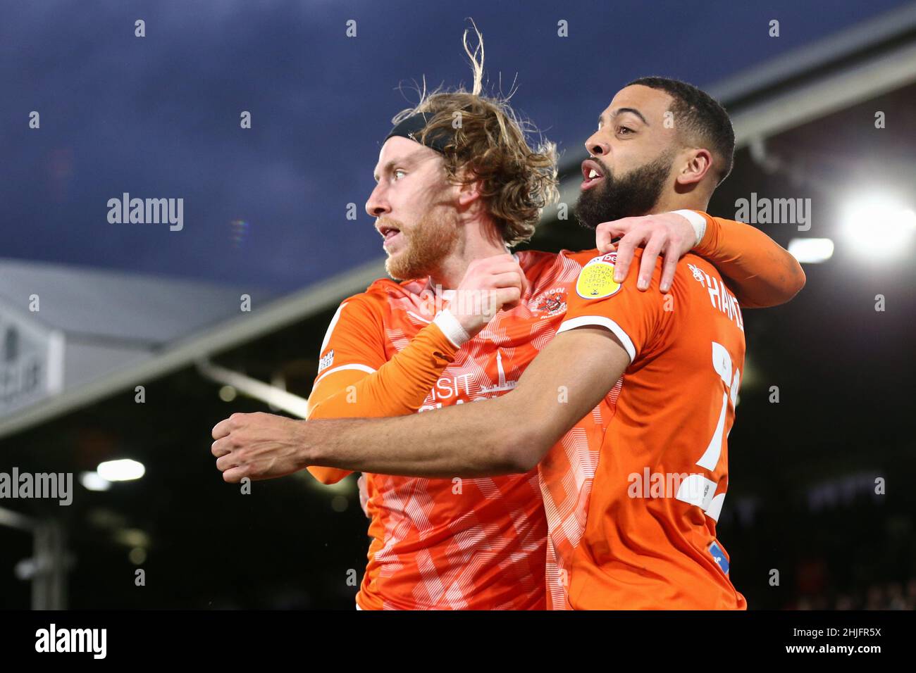 Josh Bowler #11 of Blackpool celebrates his goal to make it 1-1 Stock ...