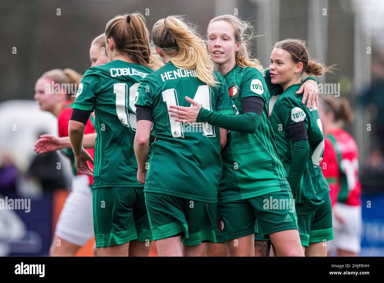 Haarlem - Kim Hendriks of Feyenoord V1 celebrates the 0-1 during the ...