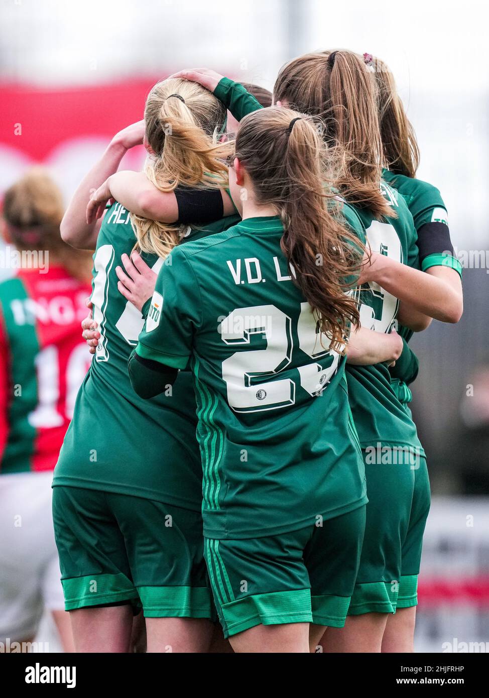 Haarlem - Kim Hendriks of Feyenoord V1 celebrates the 0-1 during the ...
