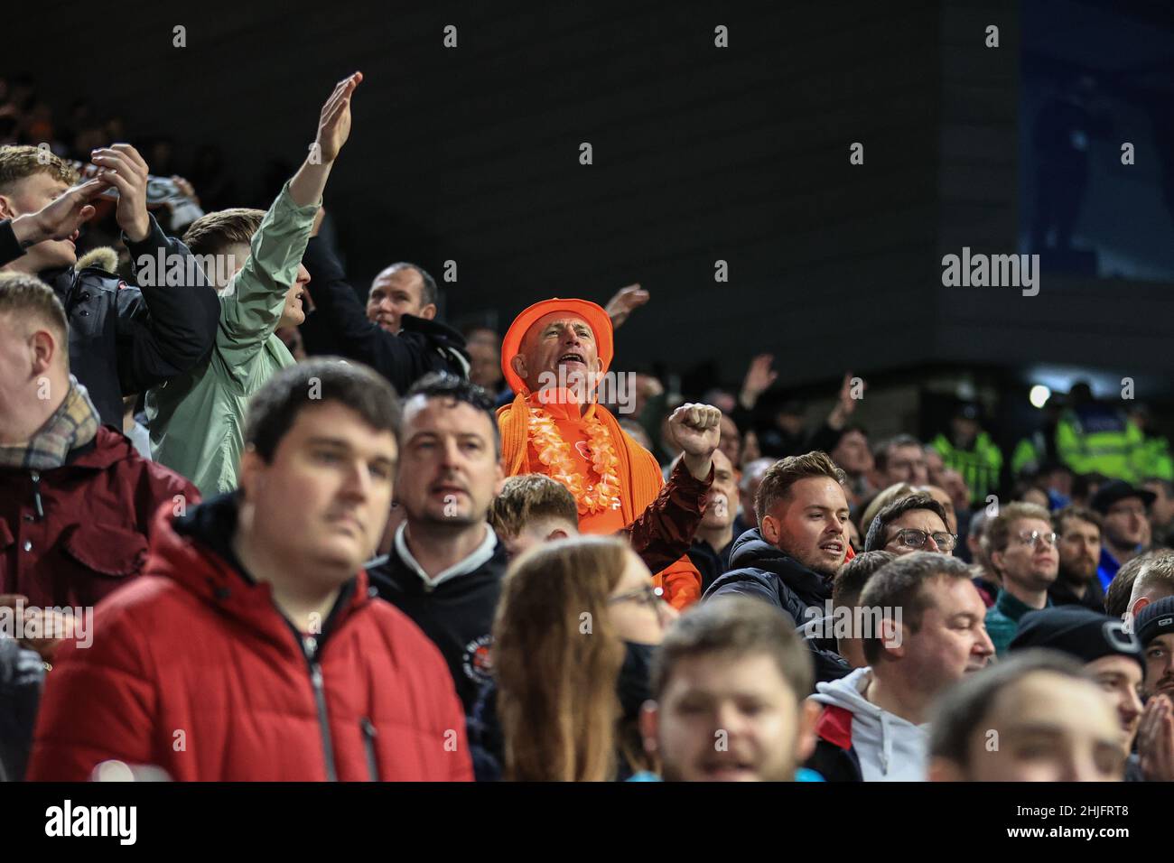 Blackpool fans celebrate as Josh Bowler #11 of Blackpool scores to make ...