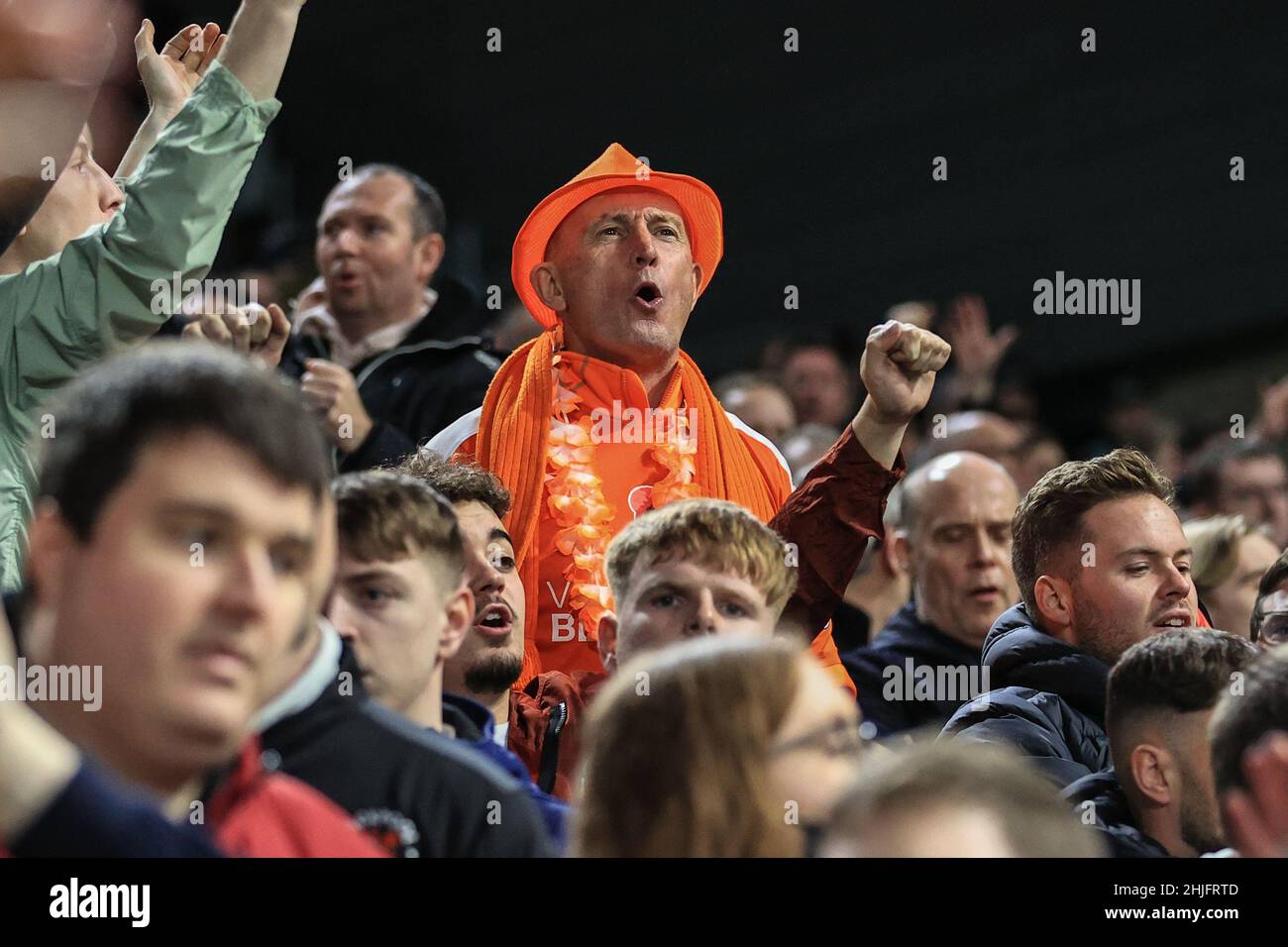 Blackpool fans celebrate as Josh Bowler #11 of Blackpool scores to make ...