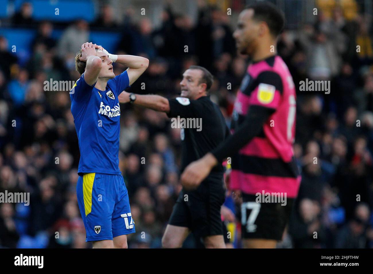 Jack Rudoni #12 of AFC Wimbledon shows anguish after a miss Stock Photo ...