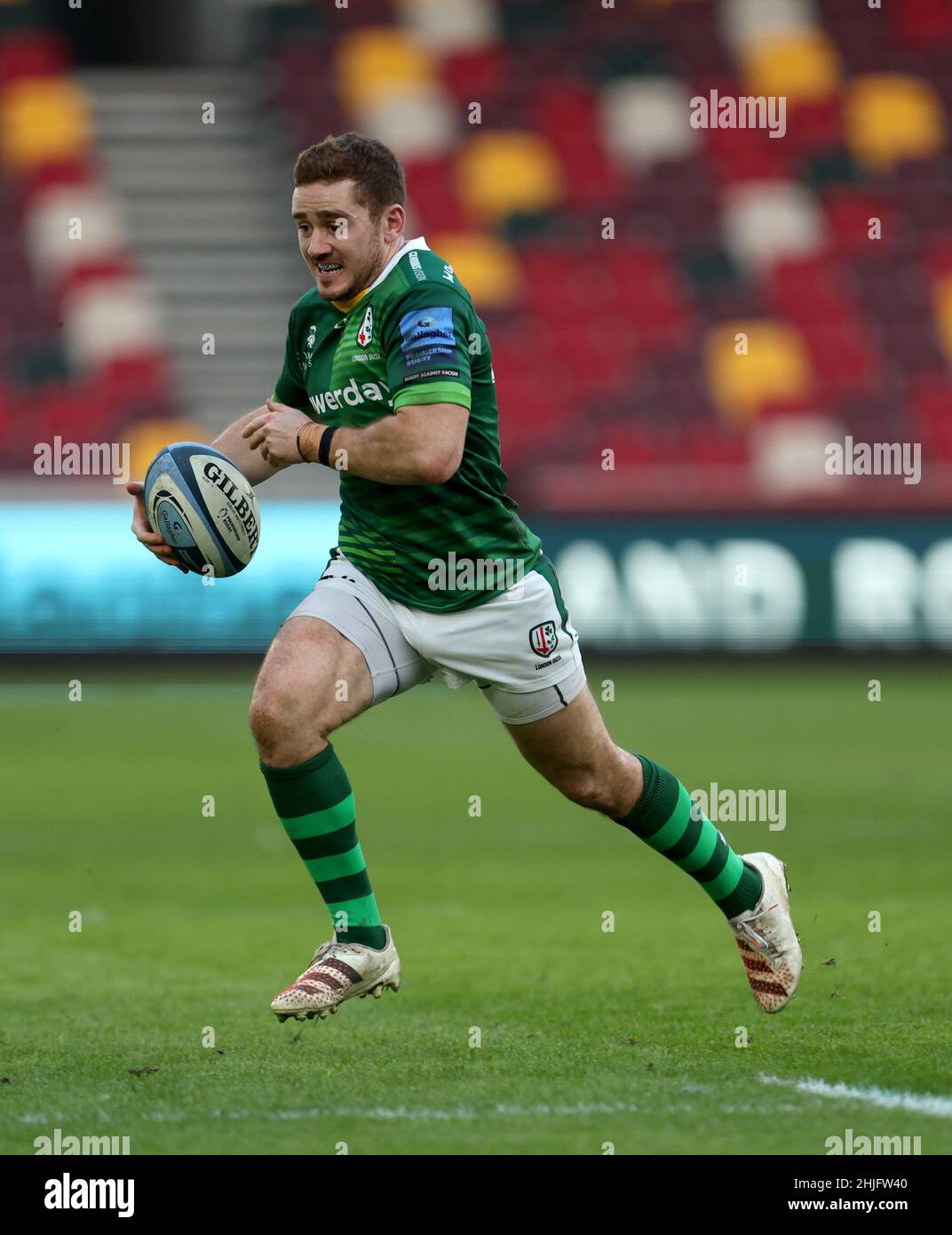 London Irish Paddy Jackson in action during the Gallagher Premiership ...