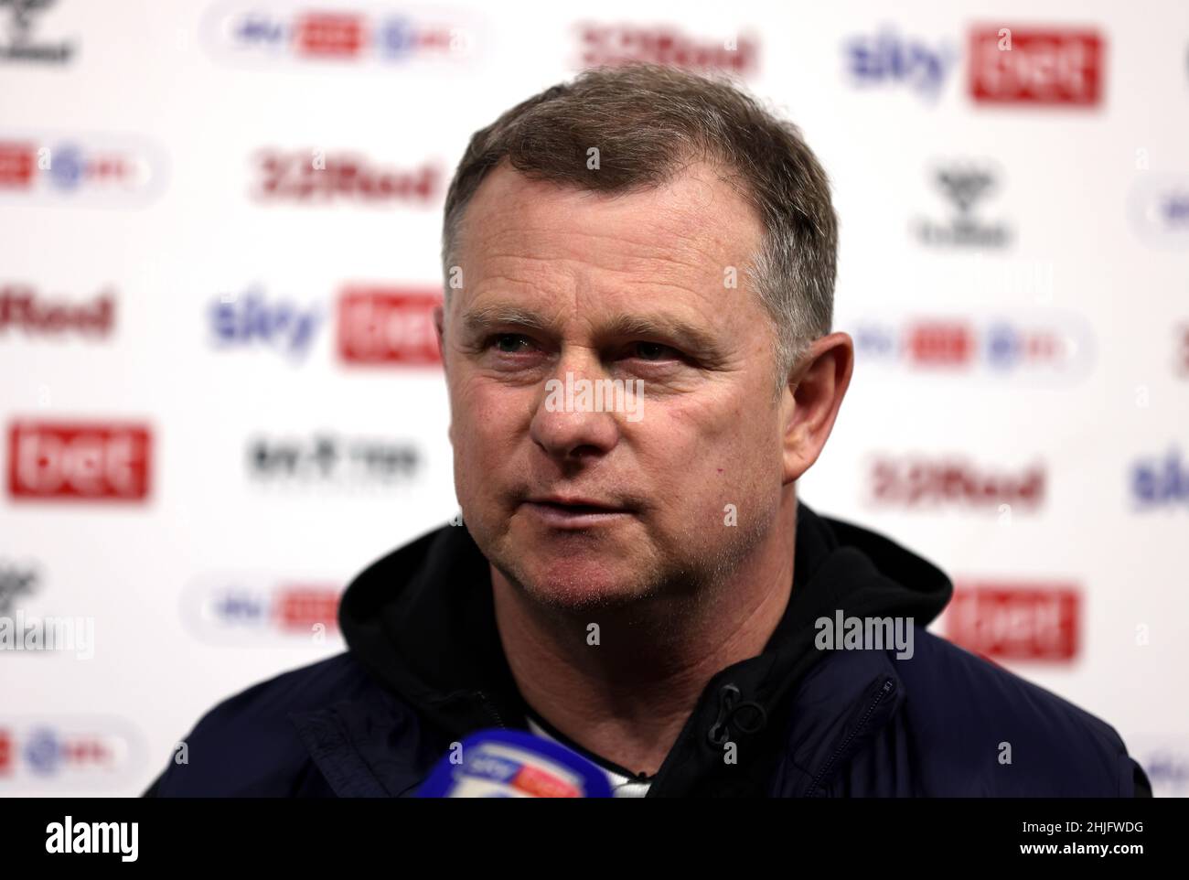 Coventry City manager Mark Robins is interviewed after the Sky Bet ...