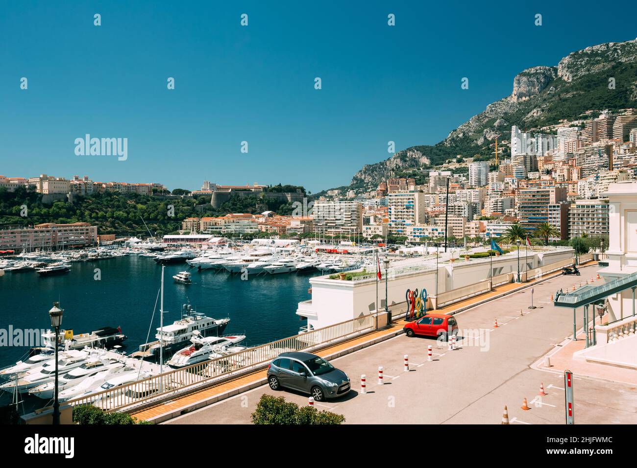 City Pier, Jetty In Sunny Summer Day. Monaco, Monte-Carlo architecture ...
