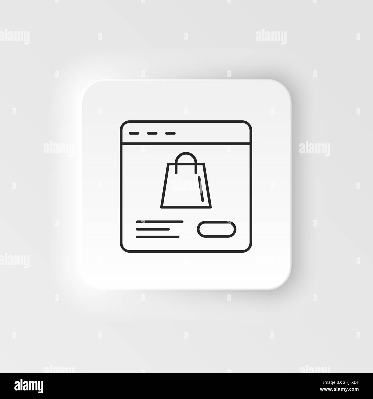 E-commerce neumorphic style vector icon web site, page, package, button ...