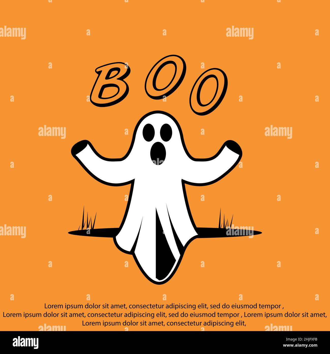 Halloween background concept. Ghost doing boo gesture and out of the ...