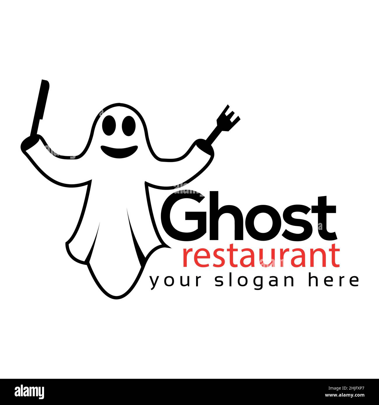 Ghost Restaurant logo vector template. Flat vector illustration on ...