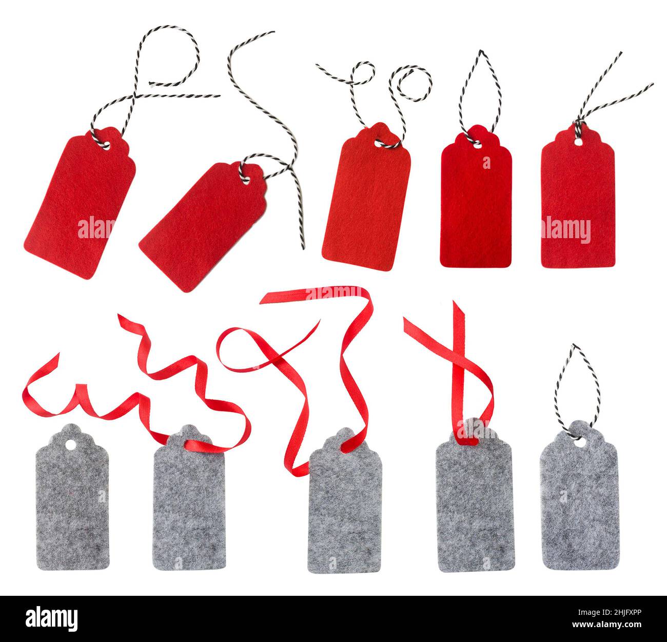 Collage of gift tags isolated on white background. Sale labels. Price ...