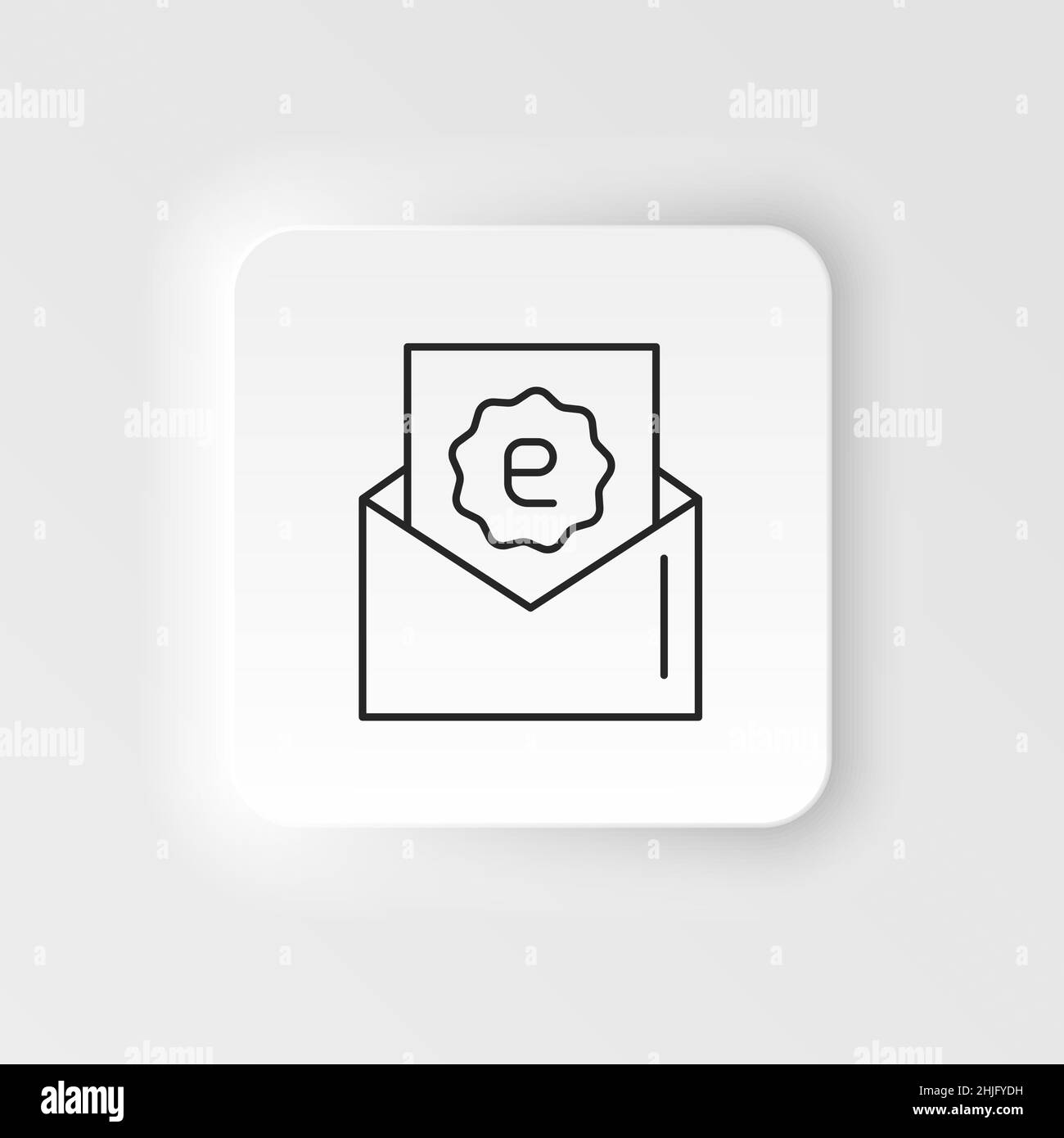 E-commerce neumorphic style vector icon mail, discount, letter outline ...