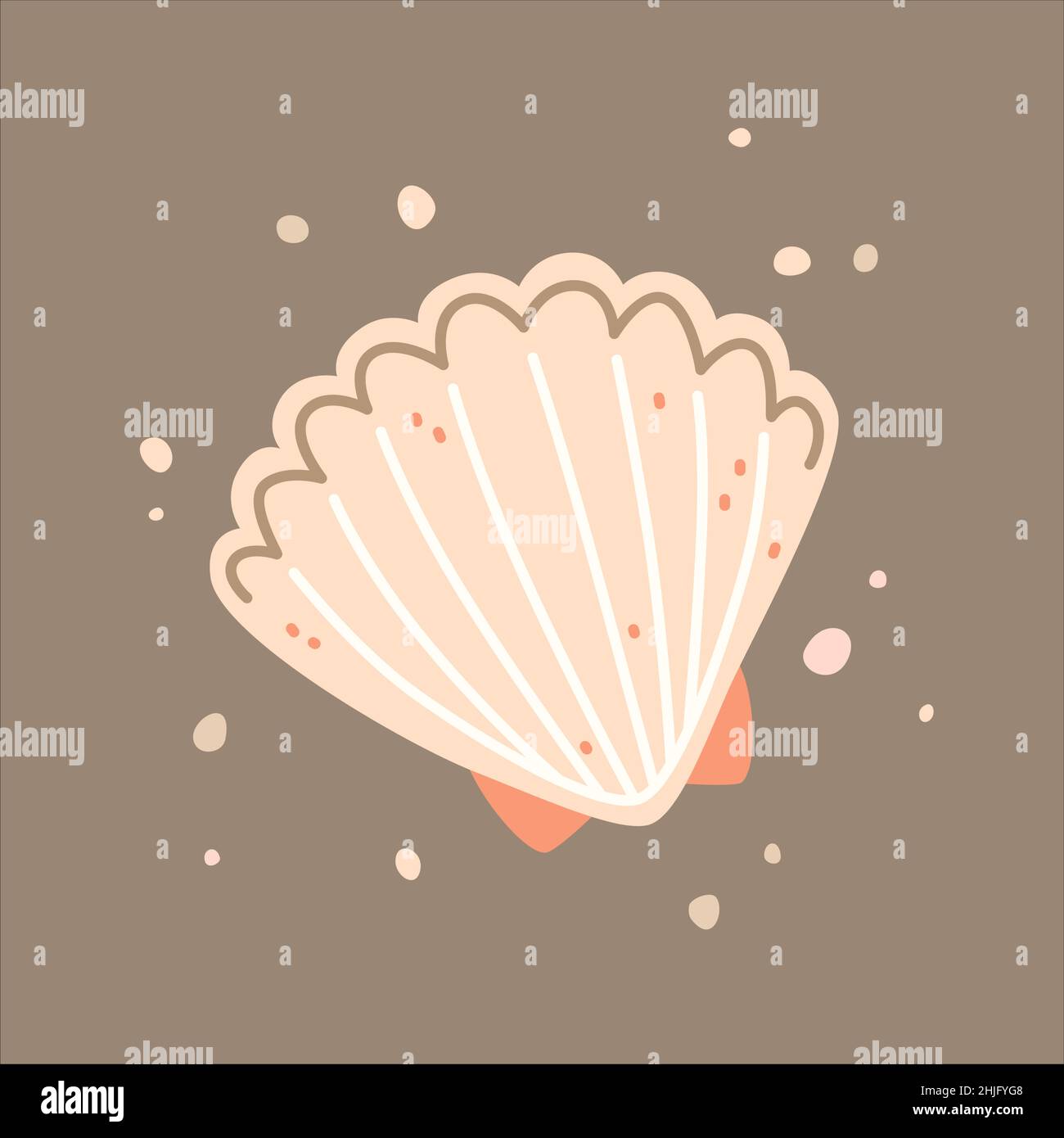 Pink sea shell, scallop. Vector flat illustration Stock Vector Image ...
