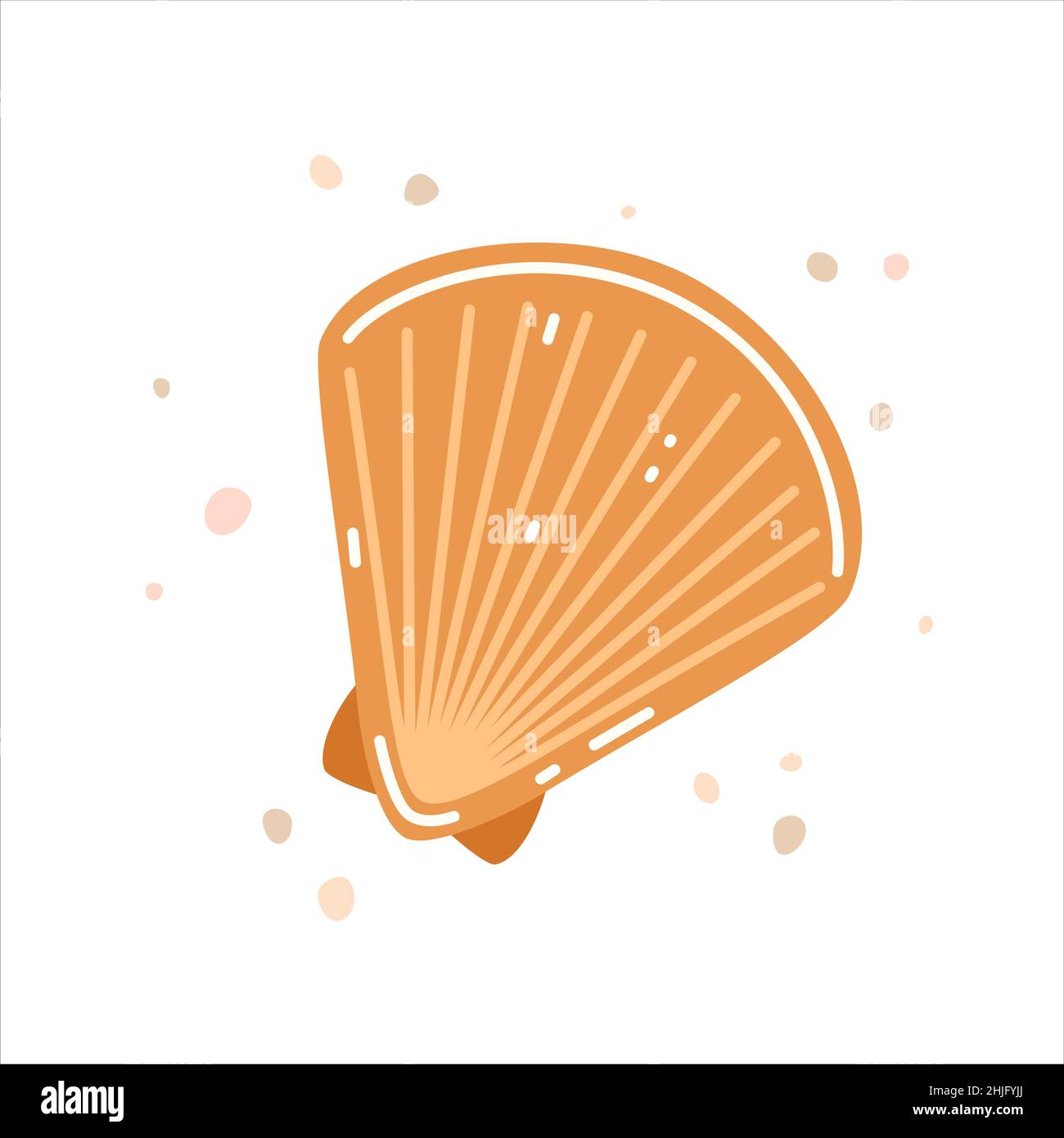 Yellow sea shell, scallop. Vector flat illustration Stock Vector Image ...