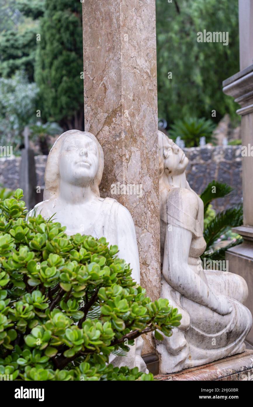two imploring women, Alcover family tomb, Soller cemetery, Mallorca ...