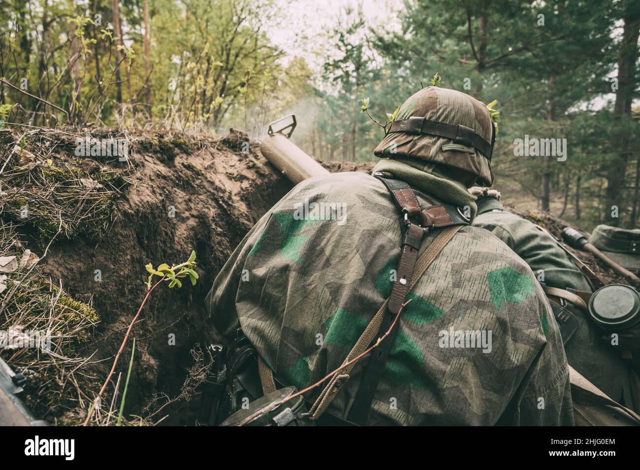 Re-enactors Dressed As German Wehrmacht Infantry Soldiers In World War ...