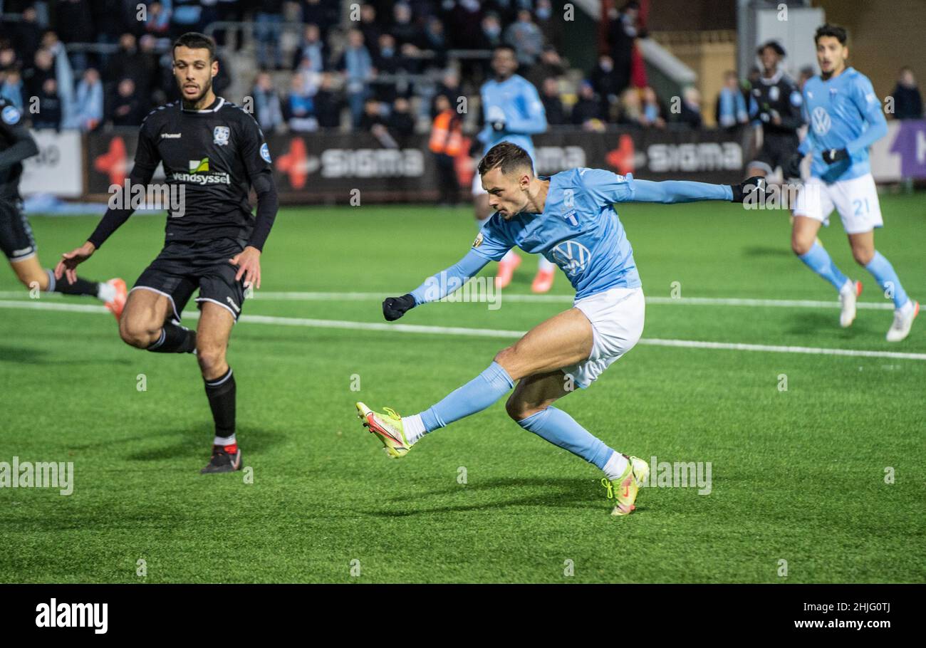 Malmoe, Sweden. 28th Jan, 2022. Veljko Birmancevic (19) of Malmoe FF ...