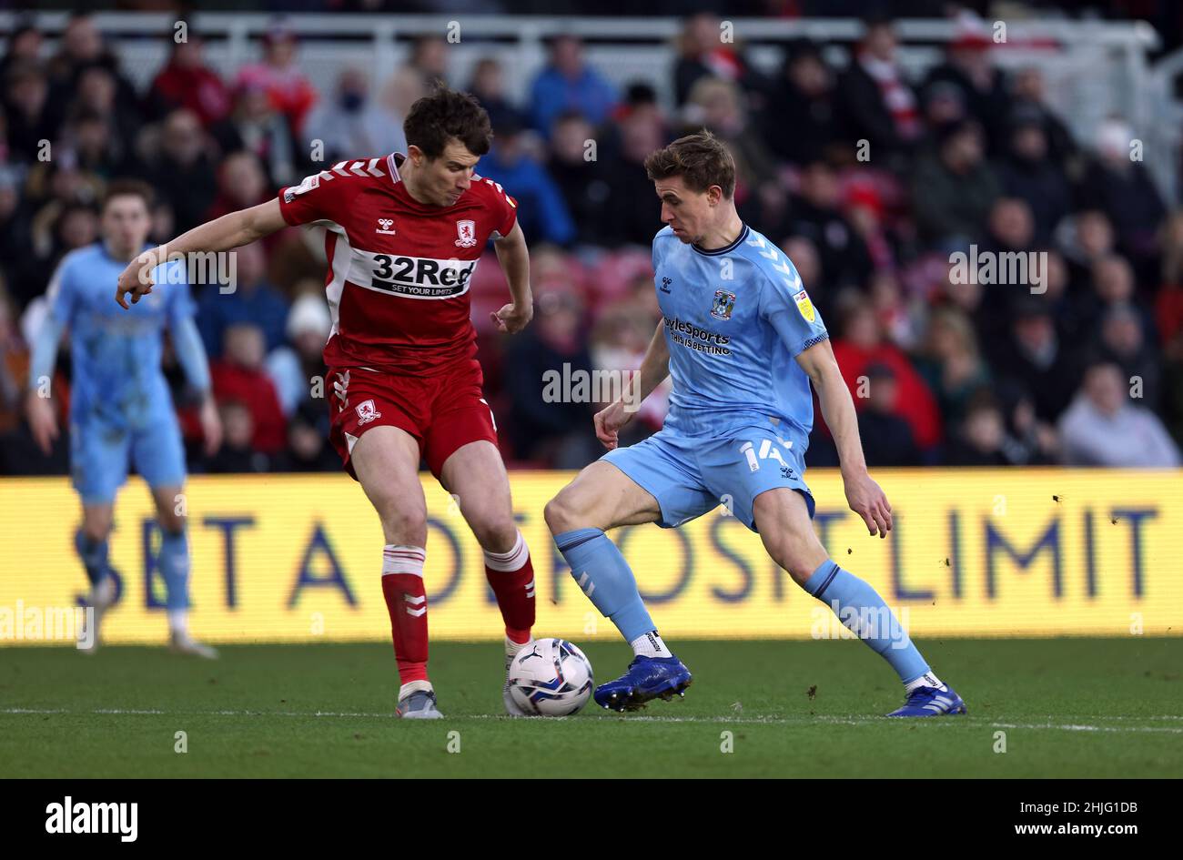 Coventry City's Ben Sheaf (right) and Middlesbrough's Paddy McNair ...