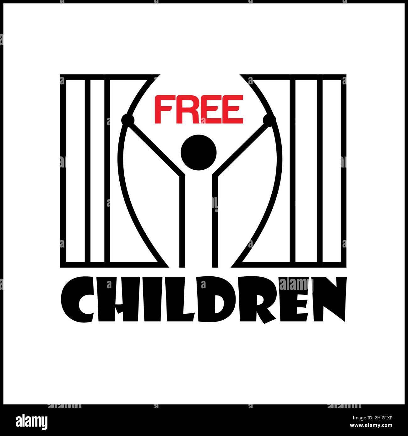 Conceptual illustration of children and prison of child freedom. free ...