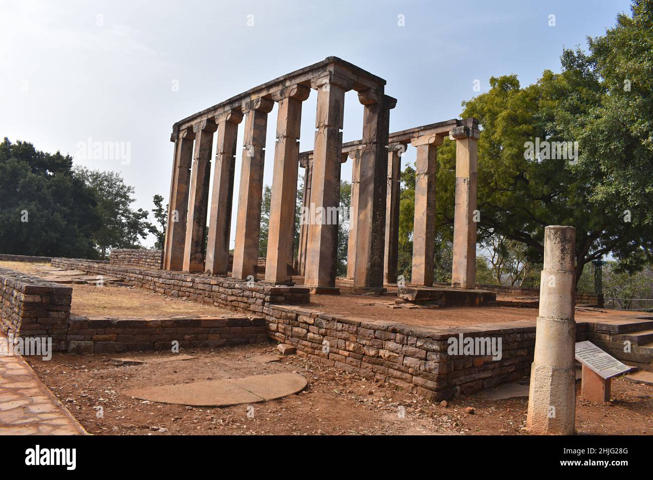 Right side view of Temple 18, pillars an ancient Buddhist monument at ...