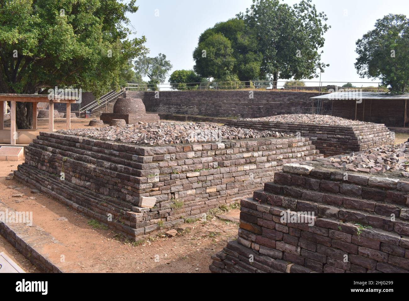 Nearby stupa remains, Sanchi - Buddhist complex, famous for its Great ...