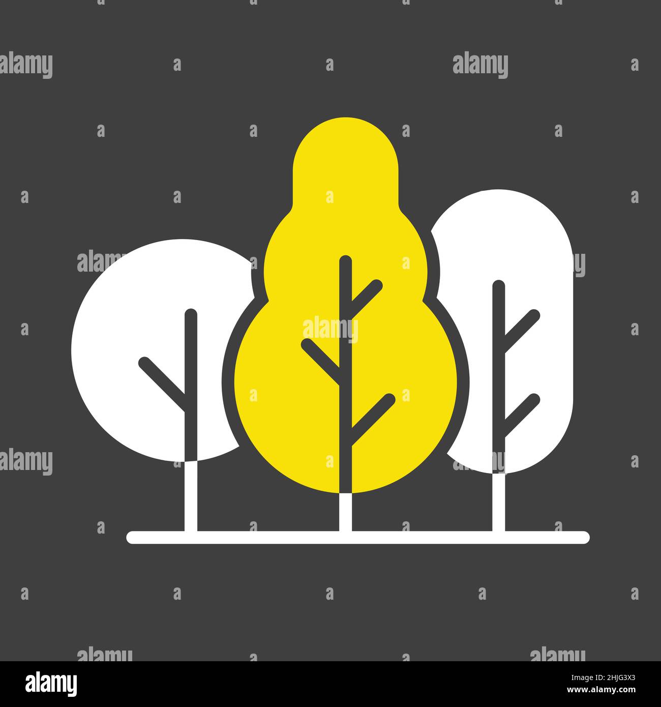 Deciduous forest vector glyph isolated icon. Nature sign. Graph symbol ...