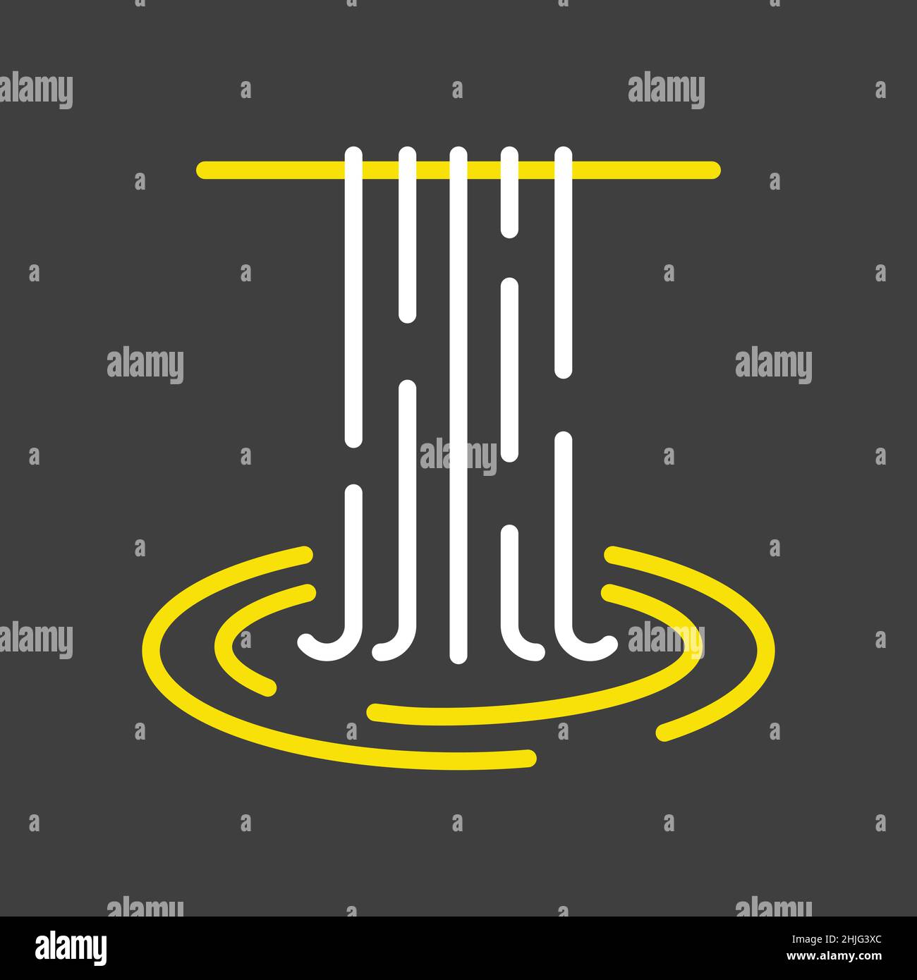 Waterfall of natural vacation vector glyph icon. Nature sign. Graph ...