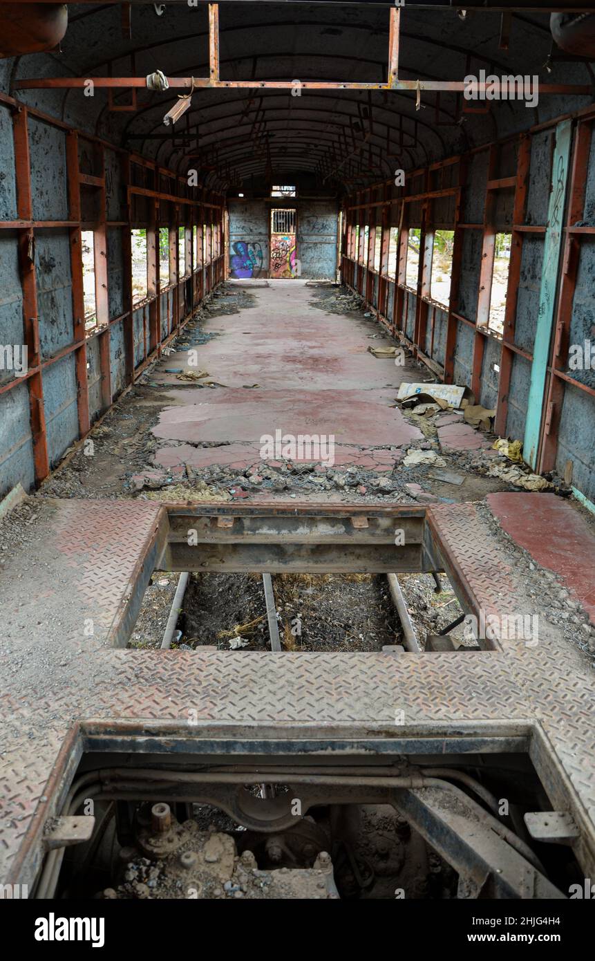 Abandoned old train with rust and graffitis Stock Photo - Alamy