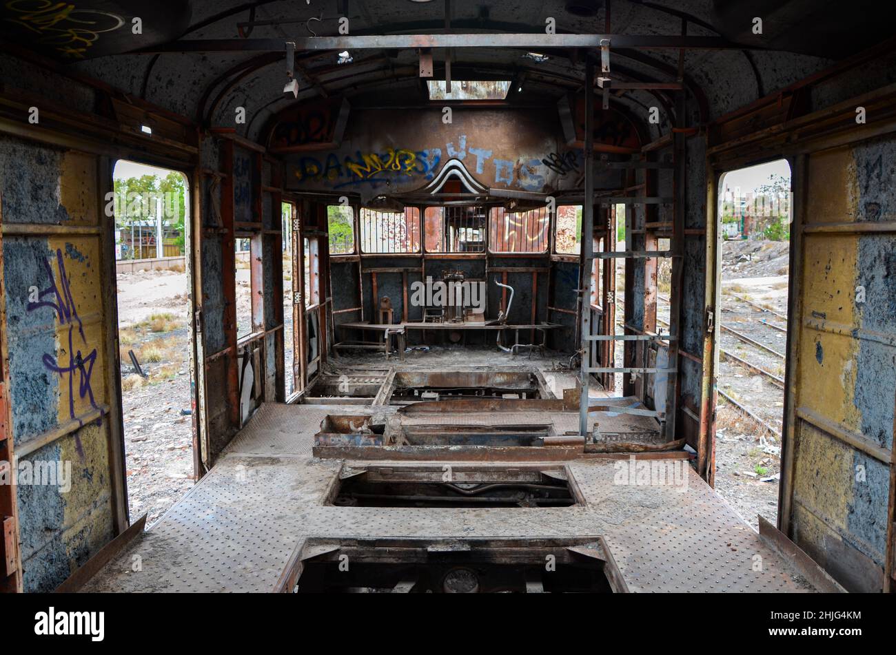 Abandoned old train with rust and graffitis Stock Photo - Alamy