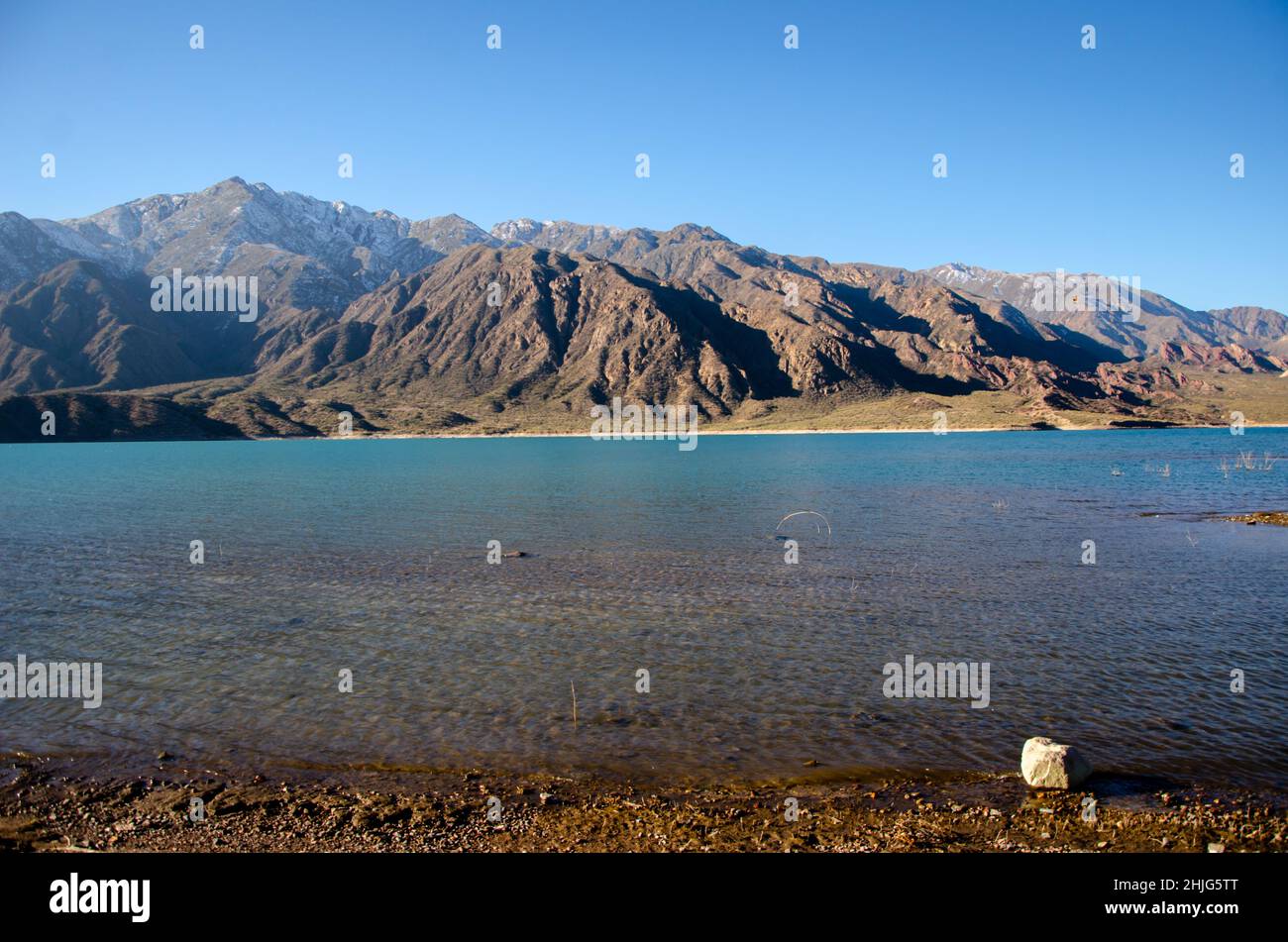 Beautiful clean river with a mountain landscape in Argentina Stock ...
