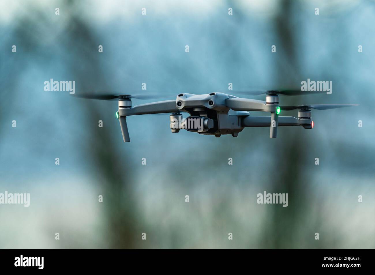 Drone in flight over marshland, Devon, England Stock Photo - Alamy