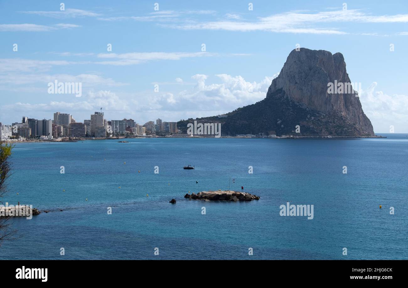 View of famous rock formation in Calpe,Penon de Ifach Stock Photo - Alamy