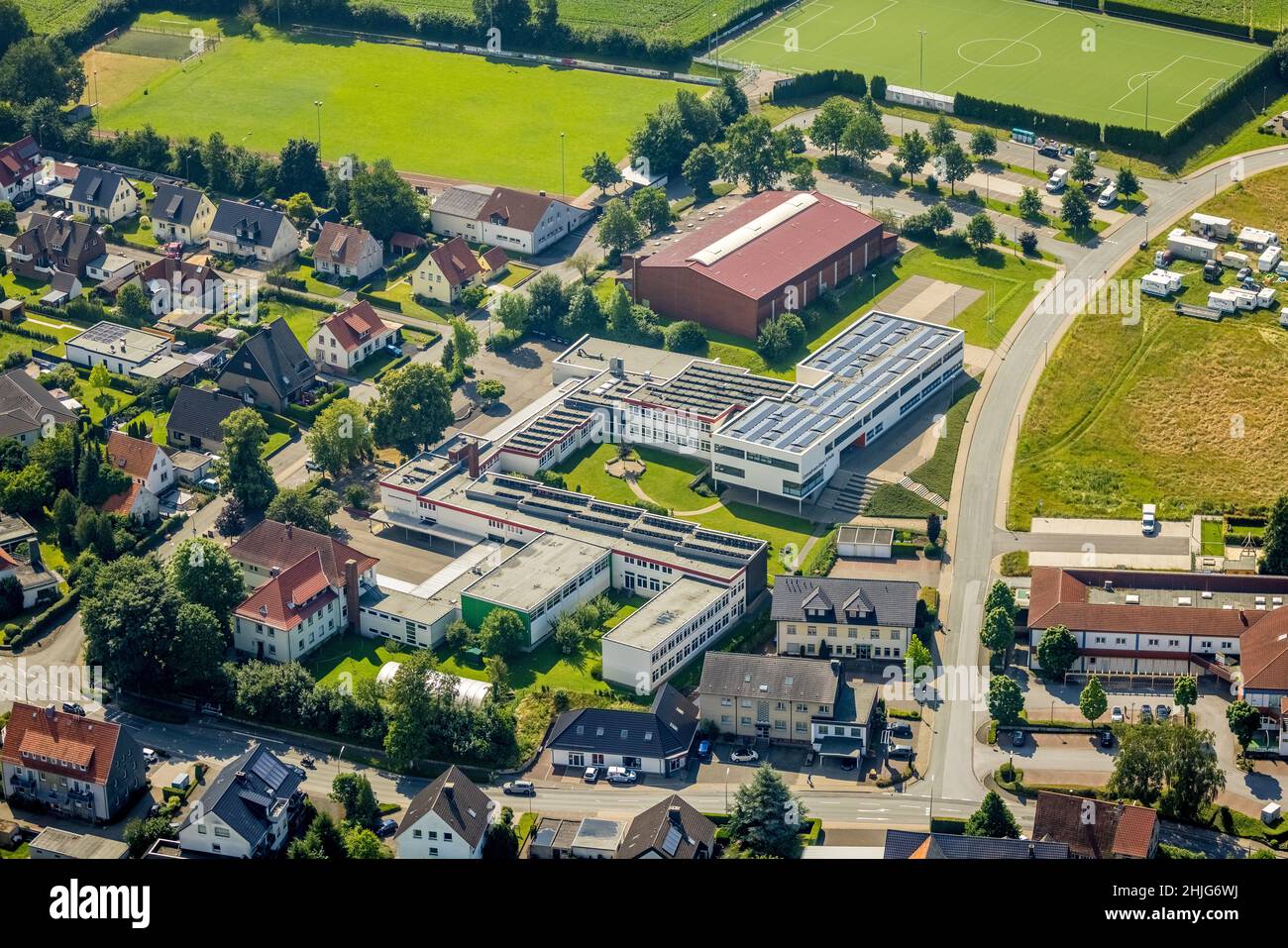 Aerial photo, Conrad-von-Ense-Schule, Bremen, Ense, Sauerland, North ...