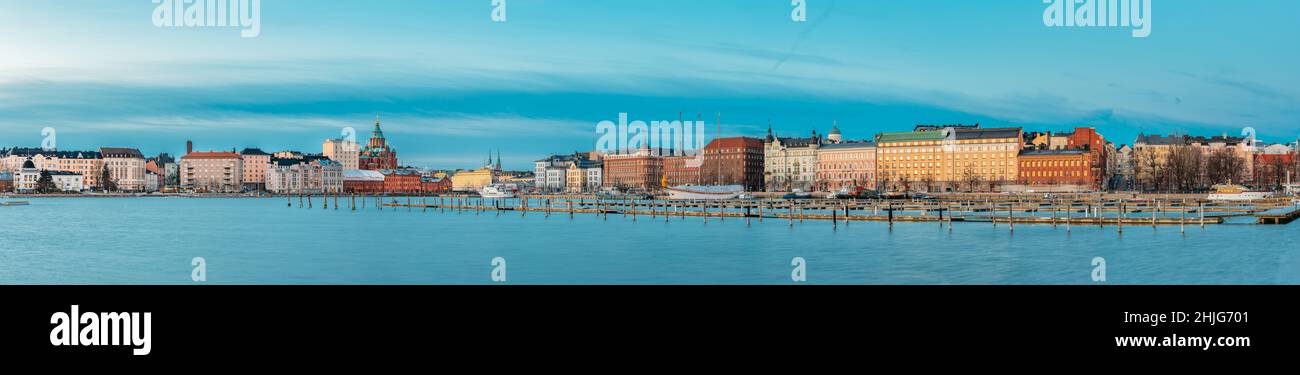 Helsinki, Finland. Panoramic View Of Kanavaranta Street With Uspenski ...