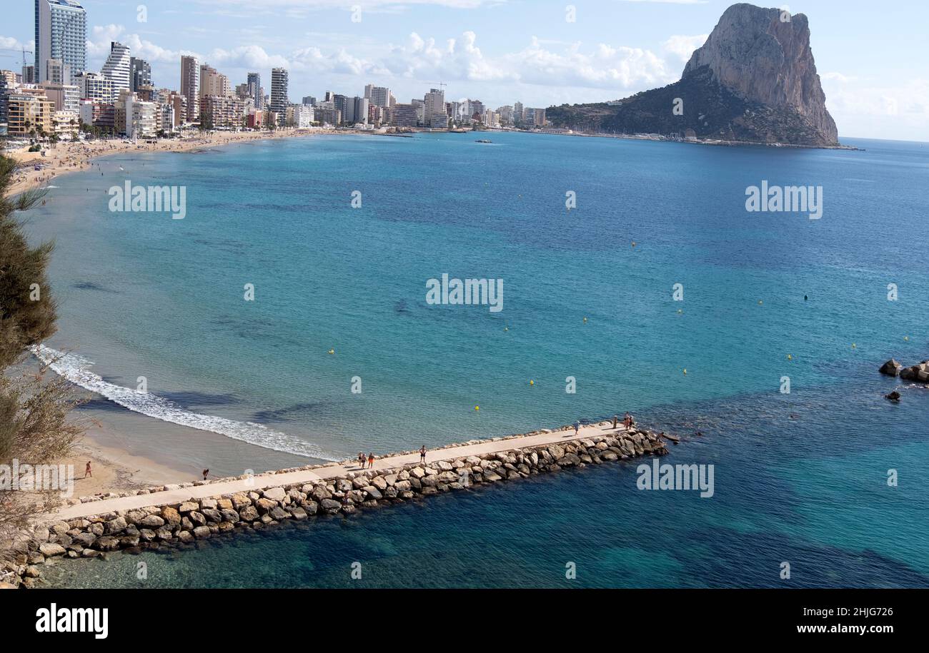 View of famous rock formation in Calpe,Penon de Ifach Stock Photo - Alamy