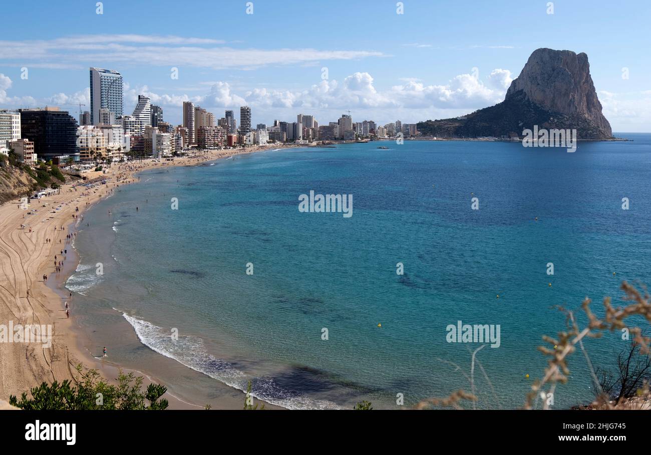 View of famous rock formation in Calpe,Penon de Ifach Stock Photo - Alamy