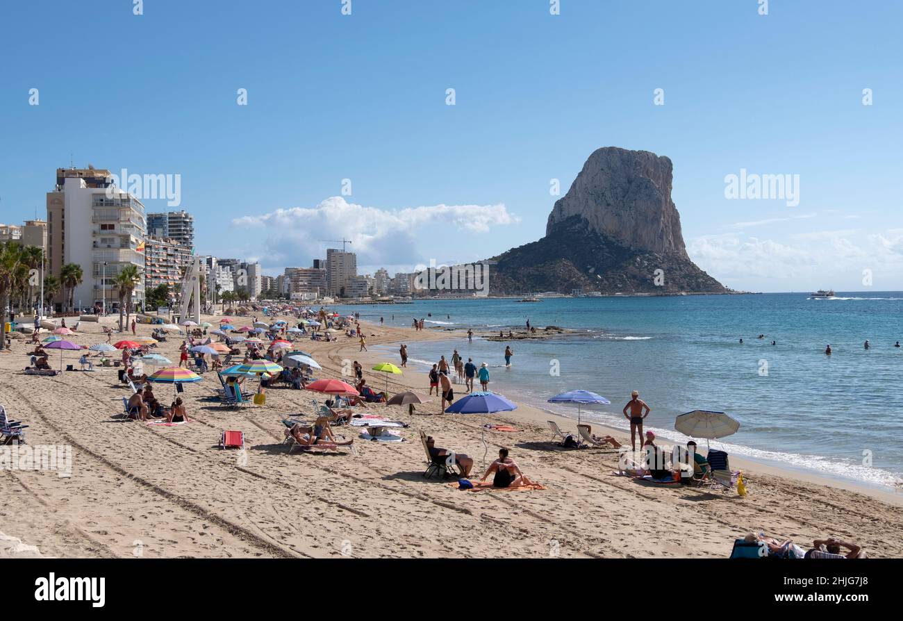 View of famous rock formation in Calpe,Penon de Ifach Stock Photo - Alamy