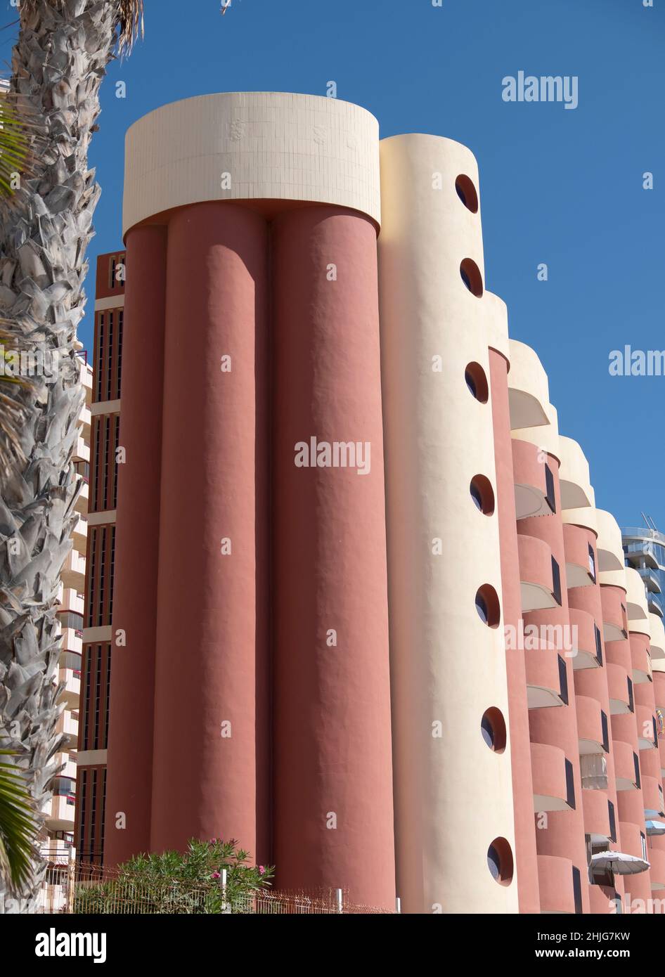 Unusual shaped apartment block in Calpe,Spain Stock Photo - Alamy